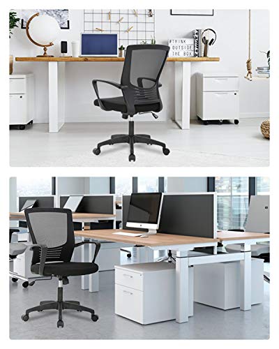 Home Office Chair Ergonomic Desk Chair Mesh Computer Chair Lumbar Support Modern Executive Adjustable Rolling Swivel Chair Comfortable Mid Black Task Chair, Black
