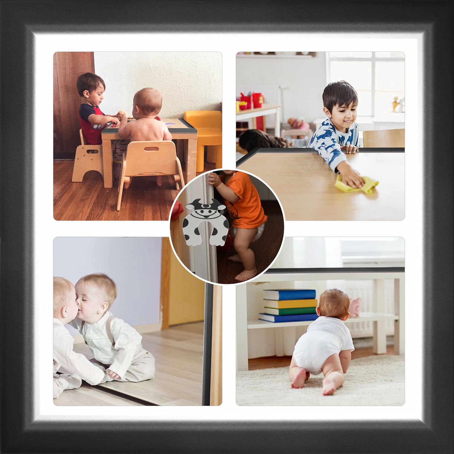 Baby Proof Edges & Corners Protector - Child Proofing Corner Edge Safety Gurards 18ft Edge + 8 Corners Kids Furniture Foam Cushion Bumpers Guard for Fireplace Table Cabinet (Black)