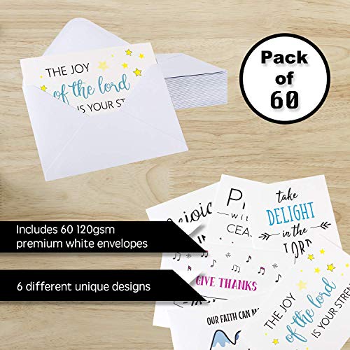 60 Christian Greeting Cards - Inspirational Bible Verse Greeting Cards -Motivational Religious Greeting Cards- 60 Scripture Greeting Cards with 60 Envelopes- 4 x 6 Inch