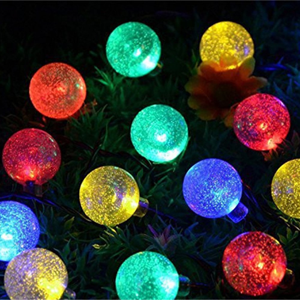 2 pack Solar String Lights Solar Fairy Christmas String Lights Crystal golobe ball Flower Garden LED Lights Waterproof Lamp Decorative Lighting for Home, Garden, Party, Festival Holiday Decorations