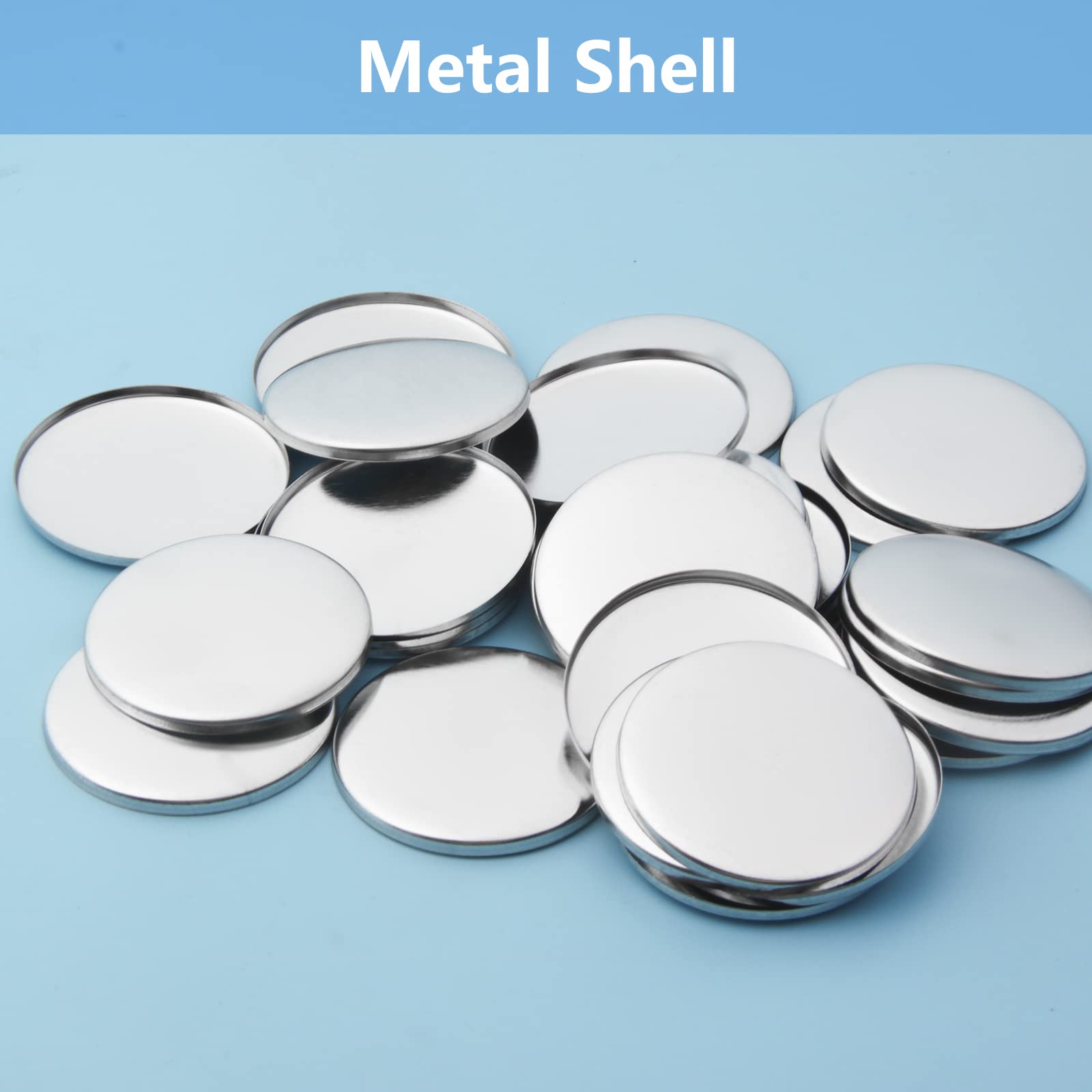 100 Pieces Blank Button Badge Parts for Button Maker Machine, Metal Shells, Plastic Back Cover and Clear Mylar Components, DIY Crafts Arts Supplies for Presents, Souvenirs (58mm)