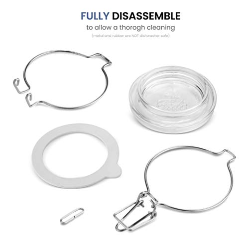 Bormioli Rocco Glass Fido Jars - Hermetic Sealed Hinged Airtight Lid for Fermenting, Pantry, Kitchen Storage, Bulk Food Storage Containers, With Paksh Chalkboard Labels (2 Pack) (6 3/4 Ounce (4 Pk))