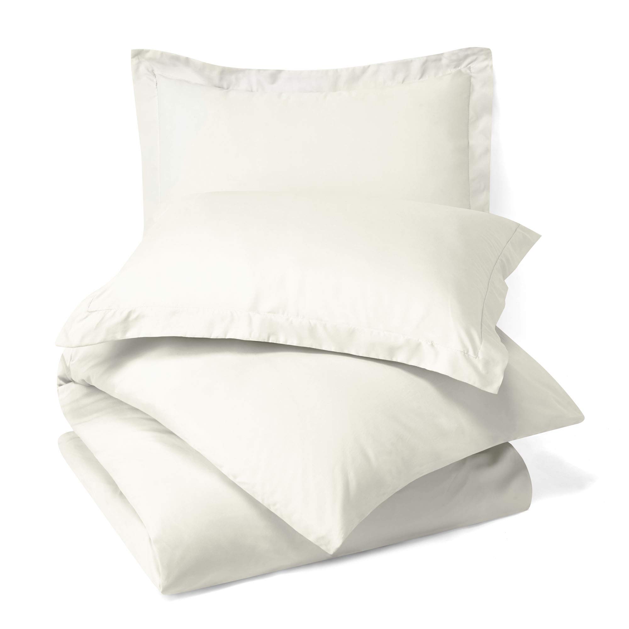 1000 Thread Count Off White Oversized King Size Duvet Cover Set, 3 Piece Double Brushed Cotton Duvet Cover with Button Closure, 1 Oversized King Duvet Cover (98 x 120) inches and 2 Pillow Shams
