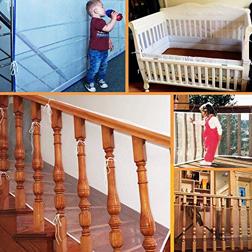 Baby Railing Net Stair Safety Net Banister Mesh Guard Child Proof Balcony Net for Kids Pets Toys(15ft x 3ft Brown)