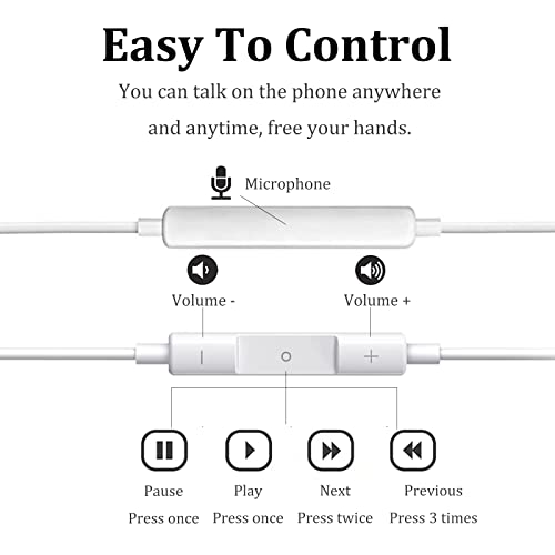 2 Pack Wired Earbuds/iPhone Headphones Wired/Earphones with Lightning Connector [MFi Certified] with Microphone and Volume Control Compatible with iPhone 14/13/12/11/X/8/7-Support All iOS