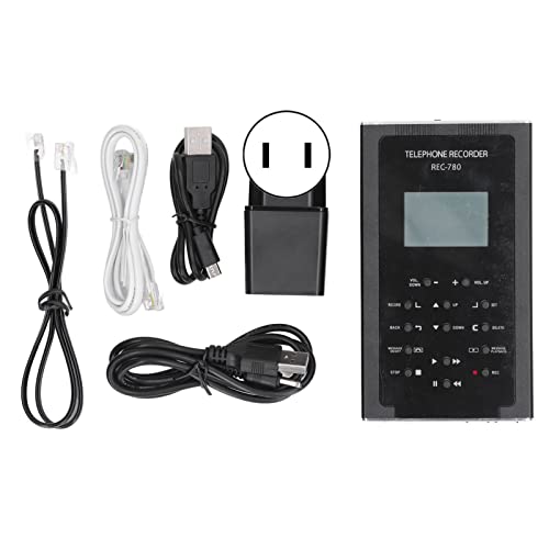 100‑240V REC-780 Telephone Recorder, Landline Phone Call Recorder, Automatic Manual Telephone Recording Device, 32GB Memory Telephone Recorder, for Home Office