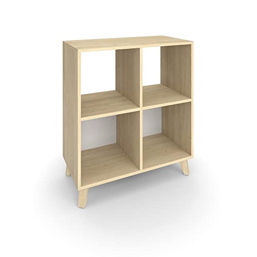 HON Basyx Commercial-Grade High Modern Cube Bookcase, Real Wood Feet, 36", Teak