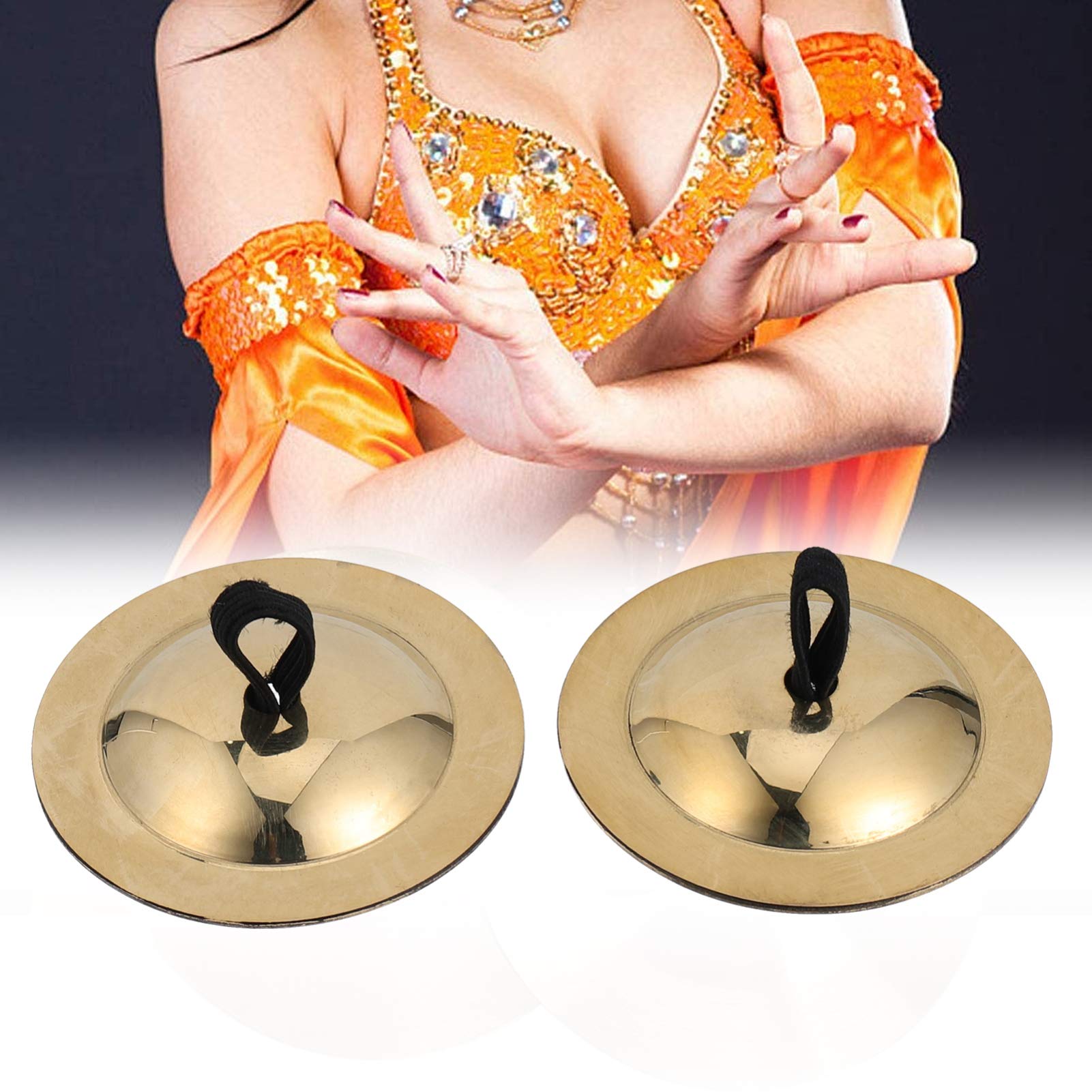 2 Pairs Copper Finger Cymbals Belly Dancing Finger Zills Mini Hand Bells Musical Instruments for Dancer Evening Party