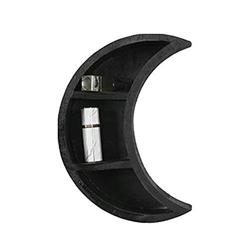 PUXING Hanging Wooden Shelf, Wall Mounted Floating Moon Shelves, Home Wall Decor for Living Room Bedroom Bathroom Kitchen