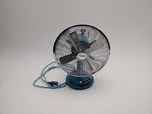 8'' Tabletop All Metal Retro Antique Style Fan Adjustable & Oscillating 3 Speeds Better Homes & Gardens, Aqua