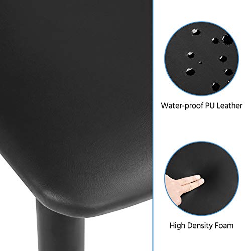 Yaheetech Mid Century Dining Chairs Armless with Backrest Modern Kitchen Chairs Metal Legs Fabric Leather Seat Set of 4, Black