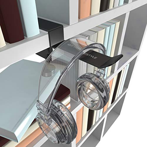 6amLifestyle Headphone Headset Holder Hanger, Universal Metal Gaming Headphones Stand Mount Under Desk Hook Clip with Adjustable Clamp for All Headsets, Black（Patented）