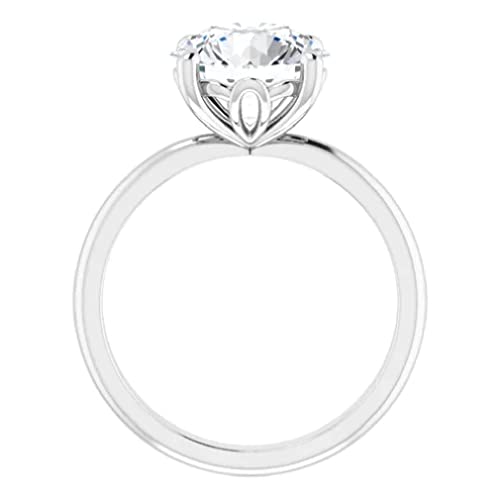 10K Solid White Gold Handmade Engagement Rings, 3 CT Round Cut Moissanite Diamond Solitaire Wedding/Bridal Rings for Women/Her, Minimalist Anniversary Ring Gifts (8.5)