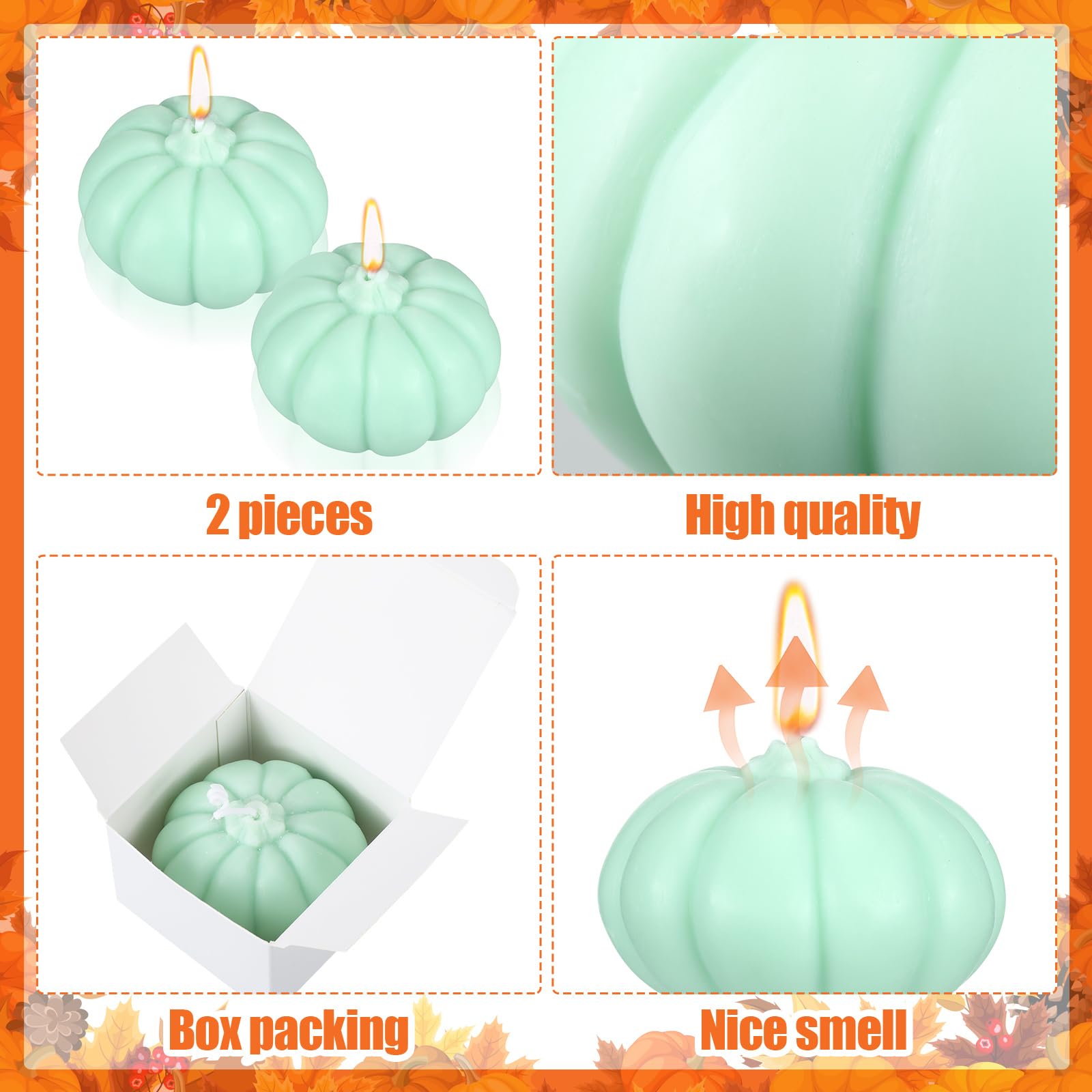 2 Pieces Pumpkin Shaped Scented Candles Thanksgiving Fall Pumpkin Candles Decoration Halloween Aromatherapy Candle for Home Kitchen Table Decor Halloween Party Supplies (White)