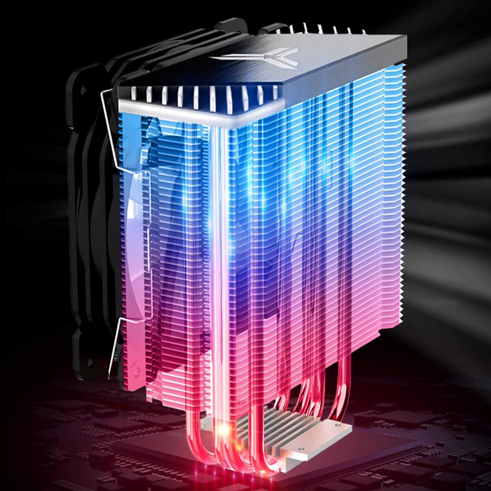 JONSBO CR1400 RGB CPU Air Cooler, 92mm PWM CPU Cooler with 4 Heat Pipes, Removable Computer PC Fans Easy to Install, Quiet Rainbow RGB Cooling Fan for Intel LGA 1700/1200/1151, AMD AM4 AM5, Black
