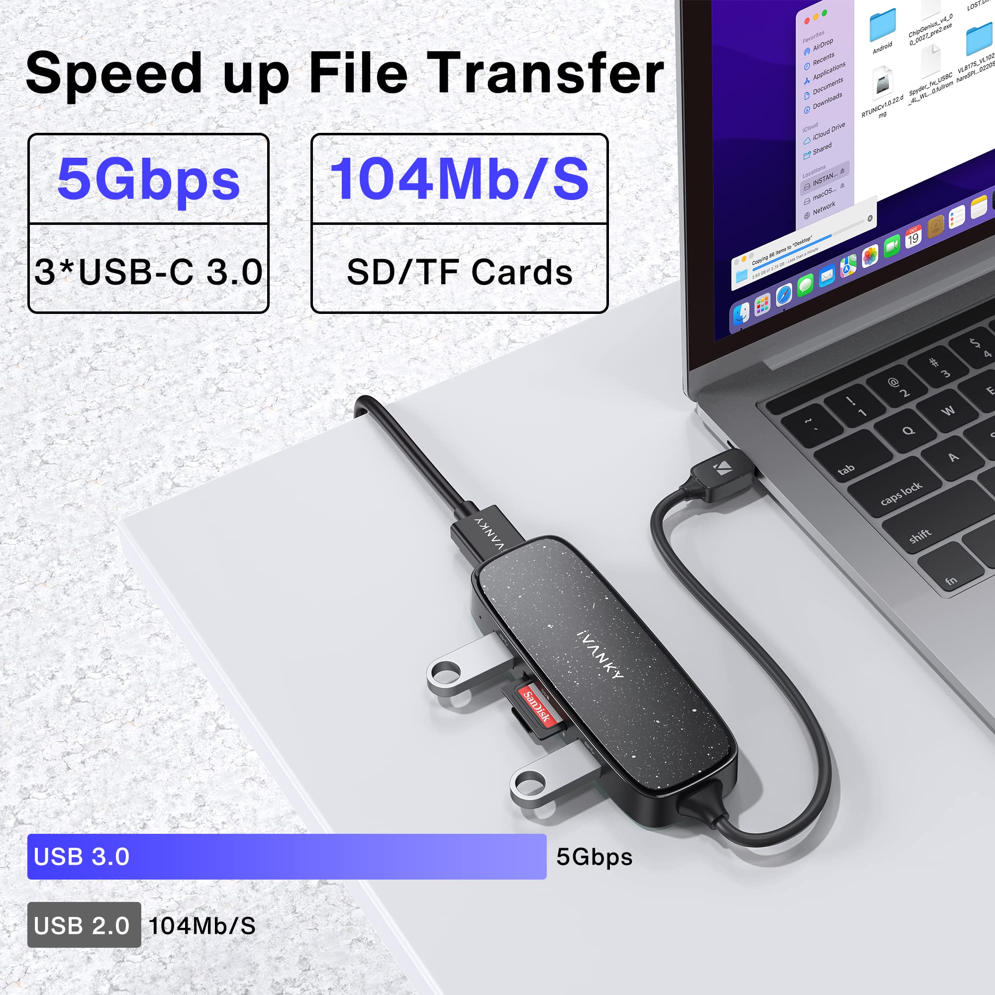USB C Laptop Docking Station, iVANKY 7-in-1 87W PD Dock, 4K HDMI Extend Display Thunderbolt 3/4 Dock Hub for MacBook, Dell, HP, Lenovo, Surface, etc, USB 3.0, SD/TF