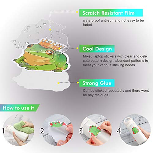 100 Pieces Frog Stickers Frog Decals Cute Frog Laptop Vinyl Stickers Cartoon Frog Waterproof Decorative Stickers for Computer, Luggage, Guitar, Bottle, Refrigerator