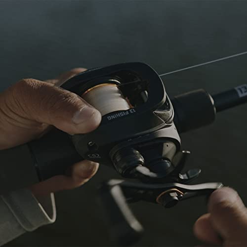 13 FISHING - Origin R1 Baitcast Reel - 8.1:1 Gear Ratio - Left Hand Retrieve (100 Size) (Fresh) - OR1-8.1-LH, Black/Gold