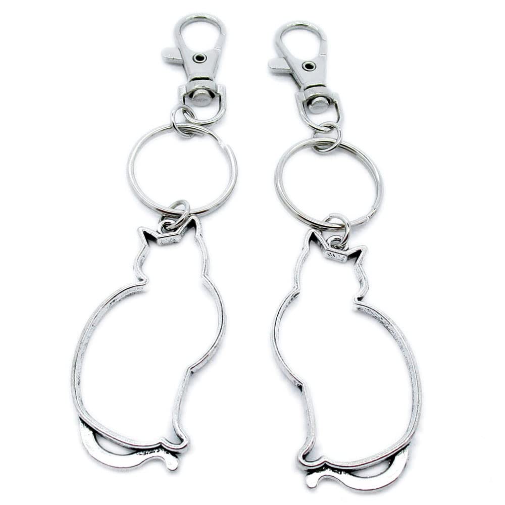 100 Pieces Keychain Keyring Door Car Key Chain Ring Wholesale Supplier Clasps TP1W2H Hollow Cat Frame
