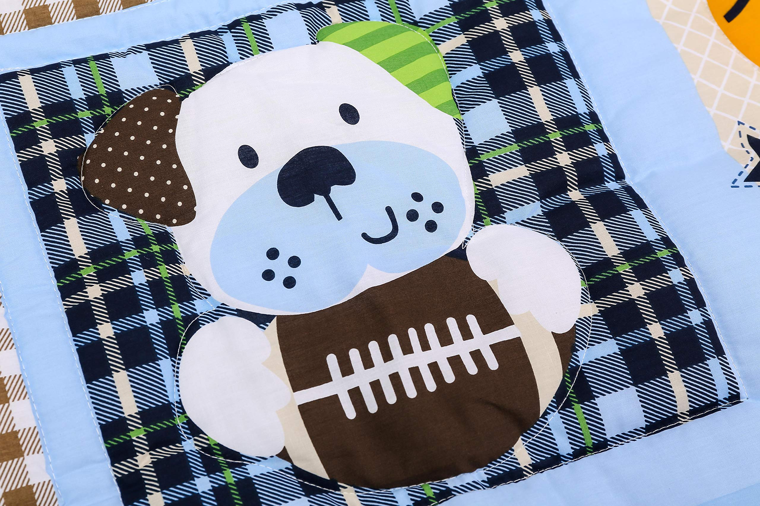 Brandream Crib Bedding Sets for Baby Boys - Sport Champ Dogs 5-Piece Nursery Set