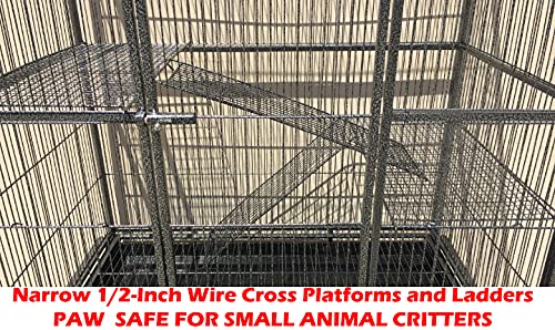 64" Extra Large Wrought Iron 4 Levels Ferret Chinchilla Sugar Glider Cage 30-Inch by 18-Inch by 63-Inch with Stand on Wheels