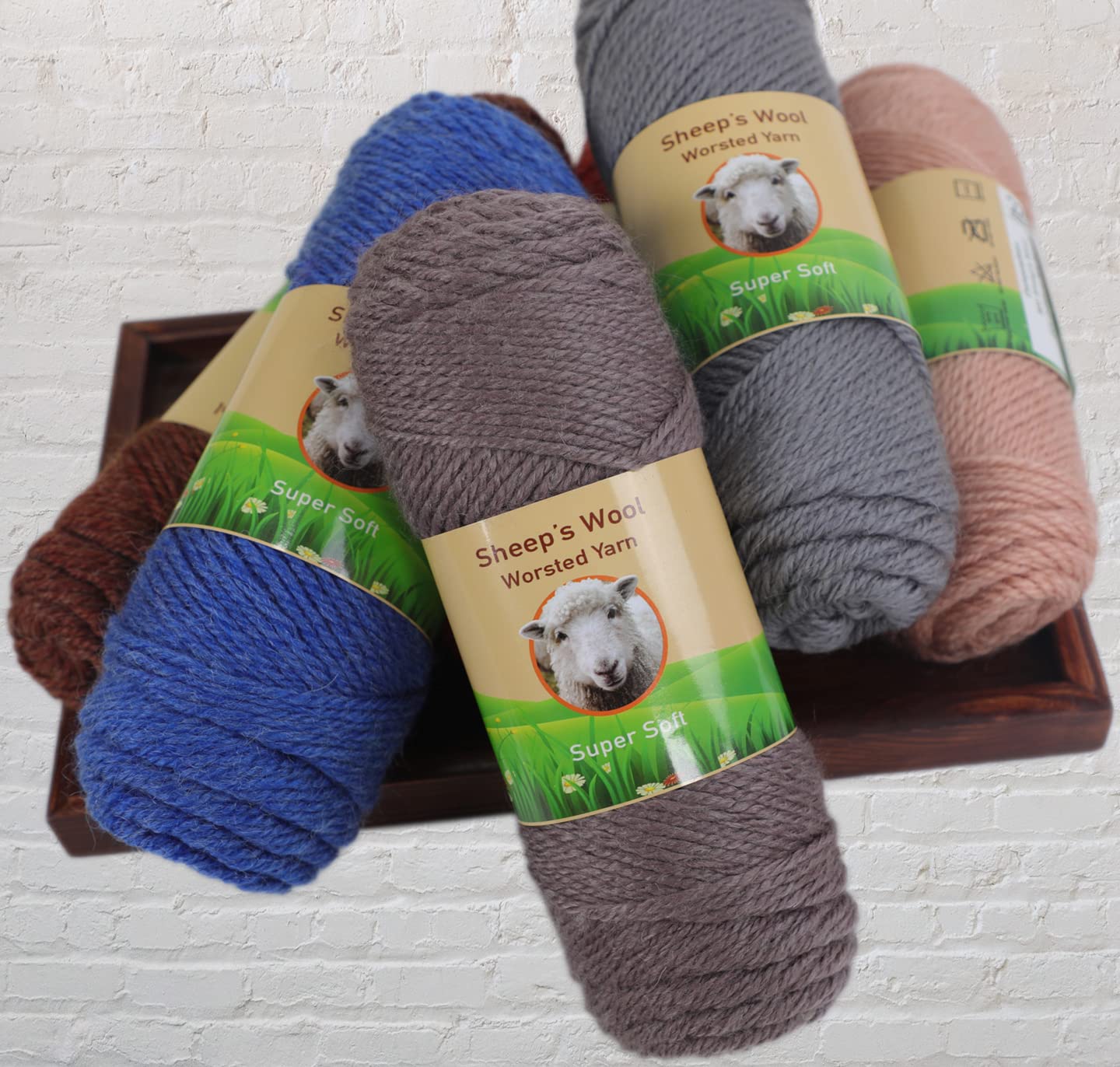 3-Pack Sheep Wool Worsted Yarn for Knitting and Crocheting 300 Grams of Lamb Sheep's Wool