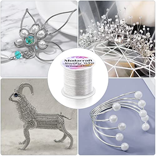 18 Gauge Silver Jewelry Wire with 4 in 1 Plier modacraft 65FT Craft Wire 1 MM Tarnish Resistant Copper Wire Beading Wire for Jewelry Making Supplies and Crafting