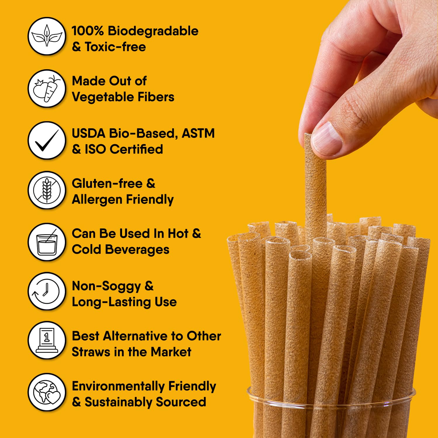 100% Biodegradable Individually Wrapped Cocktail Stirrers β 100 PCS of 5.50 Inches Premium Quality Disposable Coffee Stirrers, Best Biodegradable Stirrers for All Drinks β By The Veggie Straws