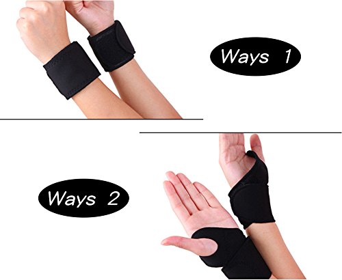 2 Packs Self-Heating Magnetic Wrist Support Brace Adjustable Protect Wrap for Working Cycling Running Sports for Men and Women,One Size (Black)