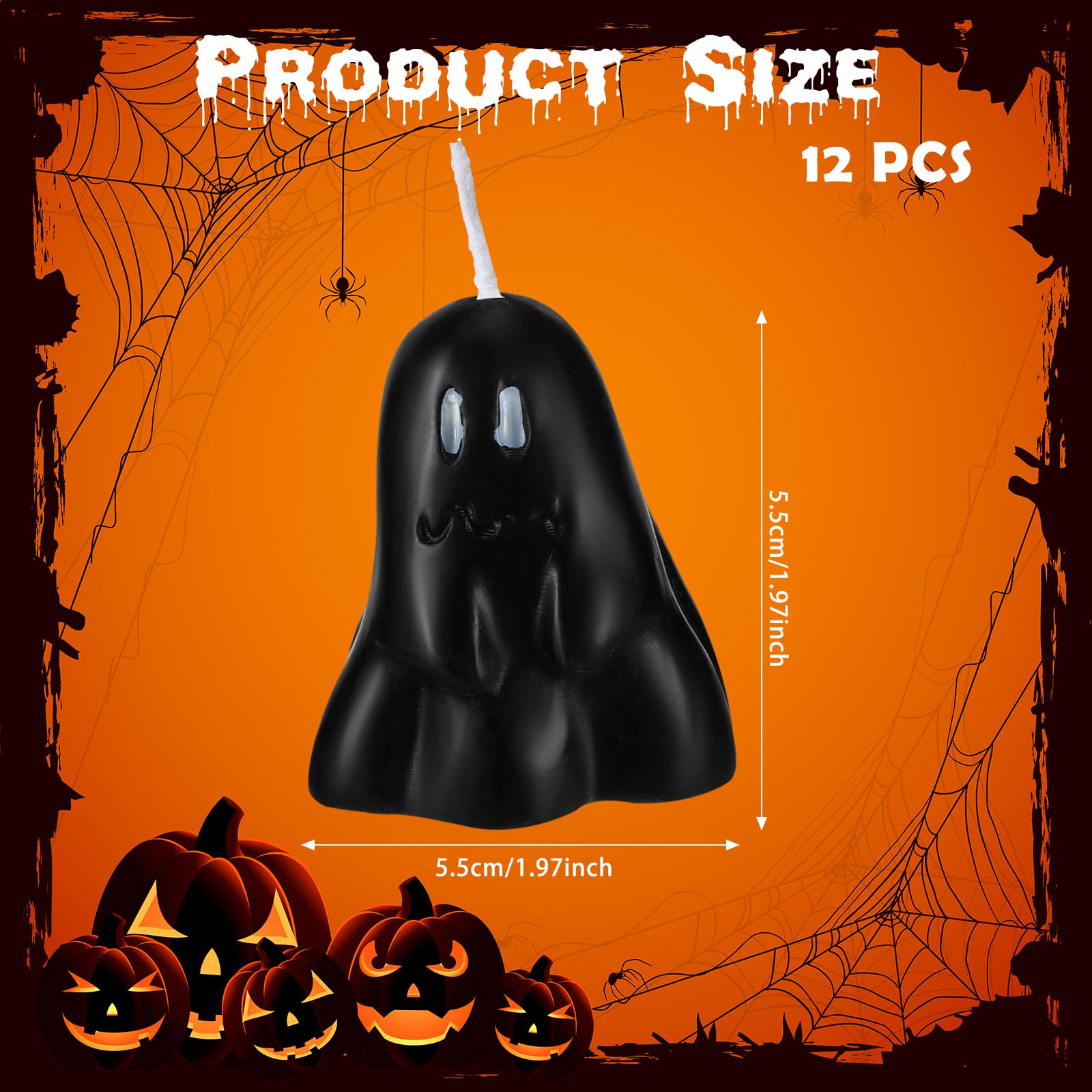 12 Pcs Ghost Halloween Candles Halloween Fun Face Ghost Decorative Tabletop Candle Set Halloween Ghost Candle Set Delicate Candles Decorative Themed Candles for Table Halloween Decor (Classic Style)