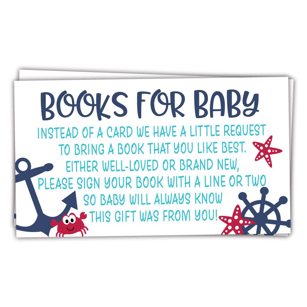50 Nautical Books for Baby Shower Request Cards - Invitation Inserts - Gender Neutral
