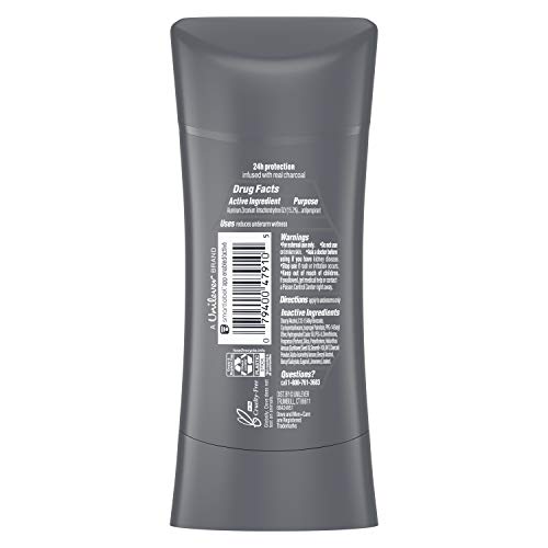 DOVE MEN + CARE Antiperspirant Deodorant Charcoal 4 Count Antiperspirant Natural Inspired Deodorant for Men 2.6 OZ