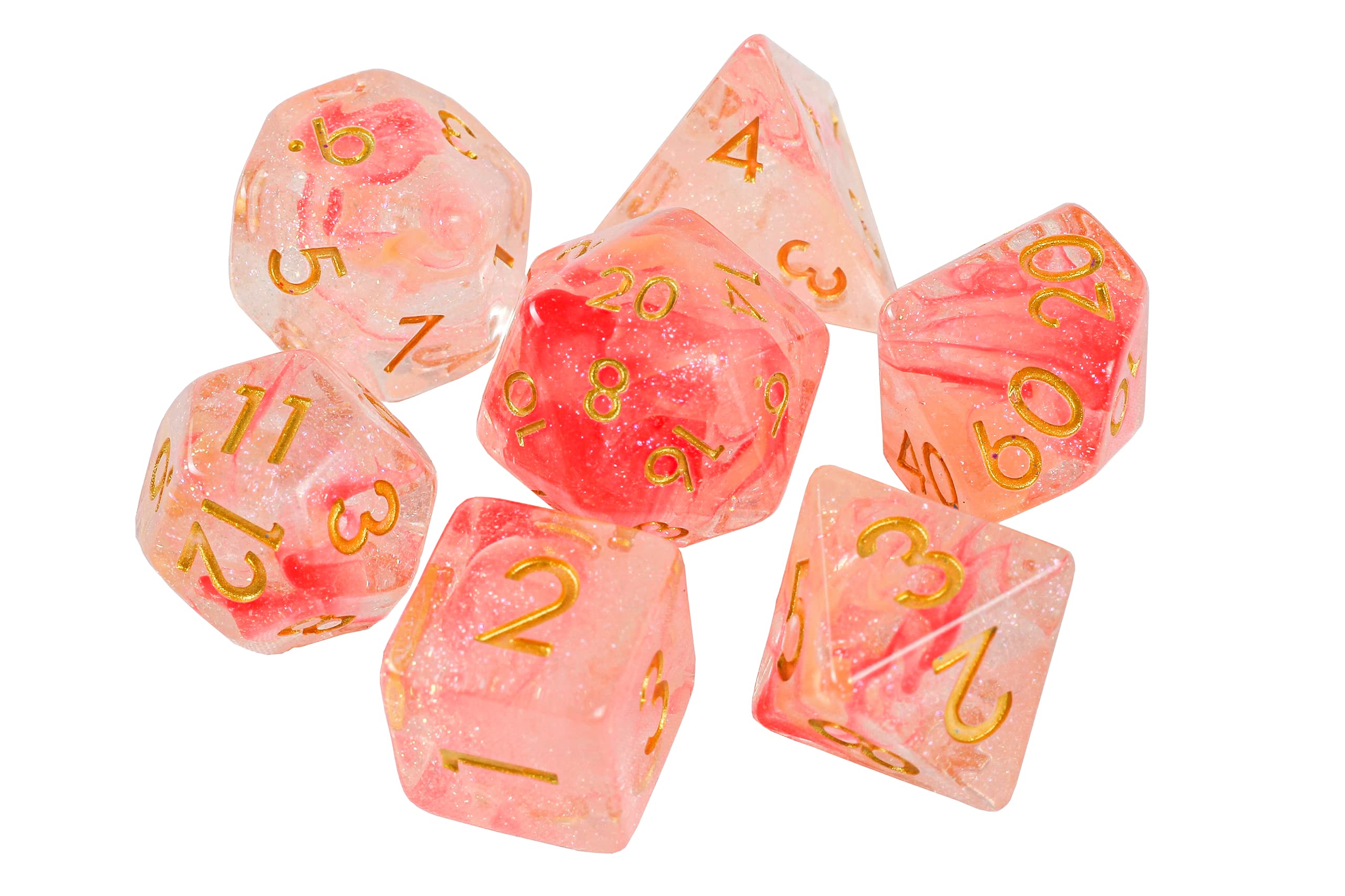 3DEGOS Blossom of Peach DND Dice Set for Dungeons and Dragons Gifts, D&D, D and D, Pathfinder, Accessories, D20, Polyhedral, Resin Dice, Metal, Dice Tray, Tower, Bag, Box