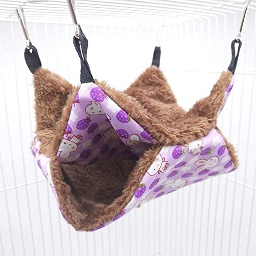 2 PCS 13.7×13.7inch Small Guinea Pig Rat Hammock Guinea Pet Small Animal Hanging Hammock Bunkbed for Sugar Glider Squirrel Playing(Blue and Purple)