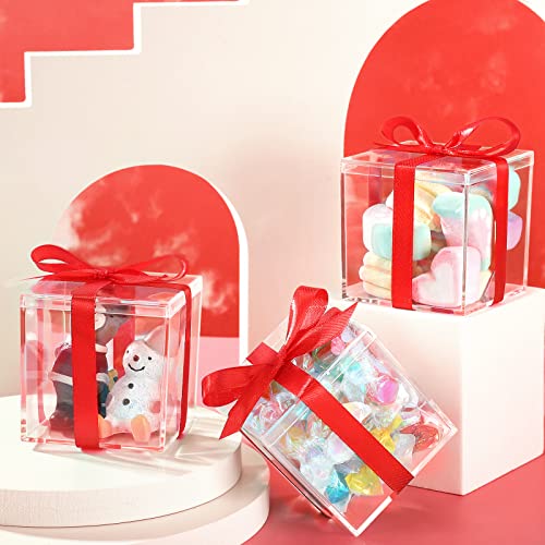 18 Pack Acrylic Boxes Clear Acrylic Cube Small Square Storage Box Acrylic Box with Lid Acrylic Display Box Stackable Small Container Clear Candy Cubes for Candy Jewelry Display (2.6 x 2.6 x 2.6 Inch)