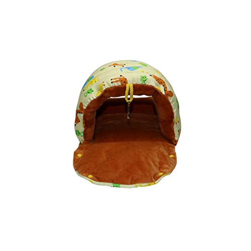 Bird Nest House Winter Warm Hammock Happy Hut Cave Bed for Parrot Budgie Parakeet Cockatiel Conure Hamster Mouse Chinchilla (L, Yellow)