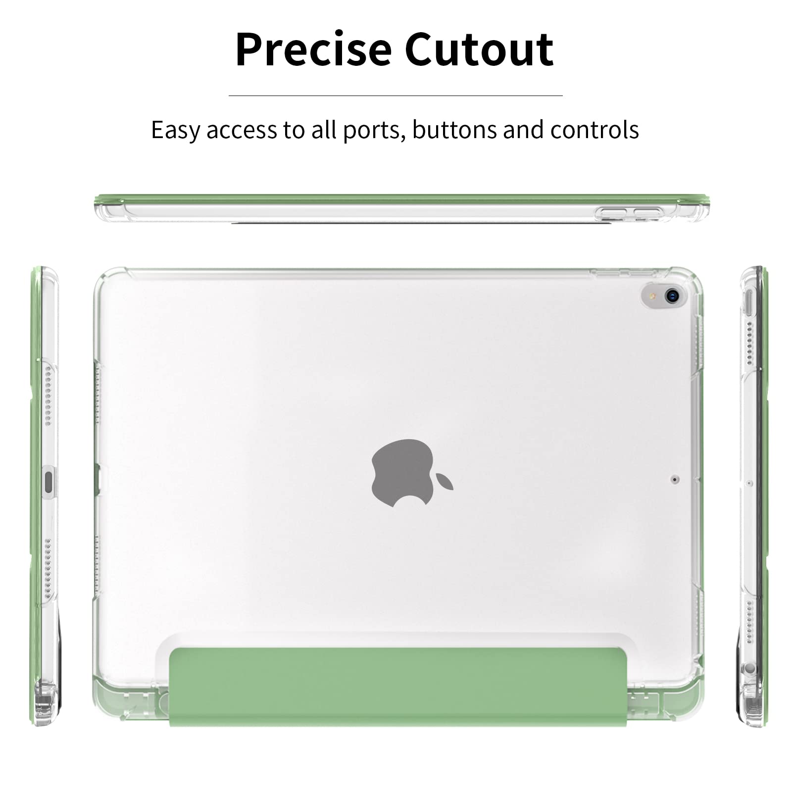 Aoub Case for iPad Air 3rd Generation/Pro 10.5, Trifold Stand Auto Sleep/Wake Slim Smart Cover Frosted Translucent Soft TPU Shockproof Case with Pencil Holder for Air/Pro 10.5 inch, Light Green