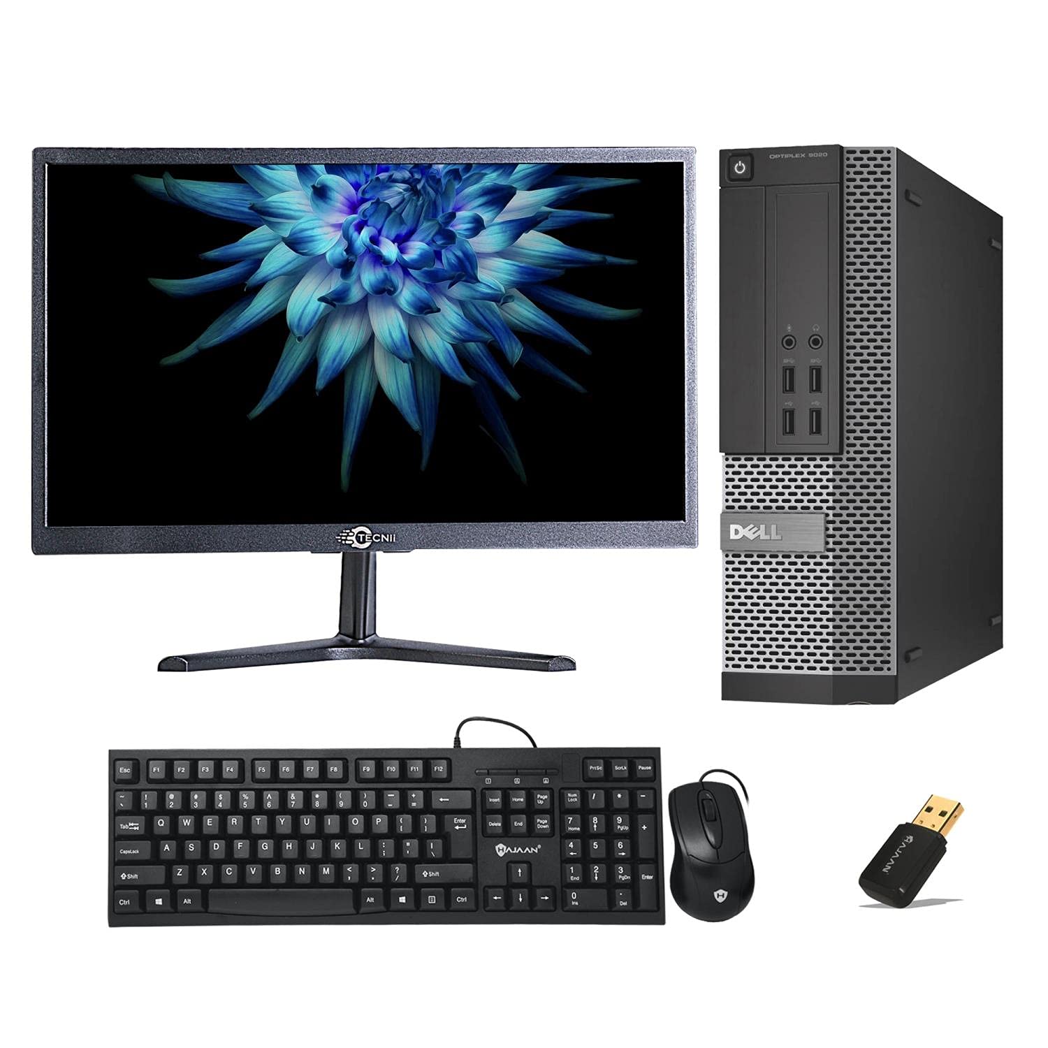 Dell OptiPlex 9020 Business Premium Desktop PC with Tecnii 20 HD Monitor (Intel Quad Core i5 3.20GHz, 8GB DDR3, 512GB SSD Hard Drive, Keyboard, Mouse, USB WiFi, Windows 10 Pro 64-bit)(Renewed)