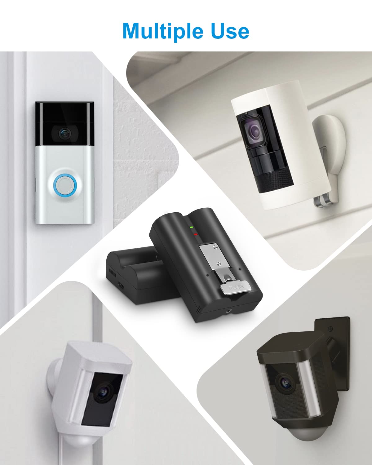 1Pack Replacement for Ring Battery Compatible with Ring-Doorbell-Camera 2/3/4/3plus, Stick Up Cam Battery (2nd and 3rd Gen), Also for Spotlight Cam and Peephole Cam, Rechargeable 3.65V 6040mAh Battery