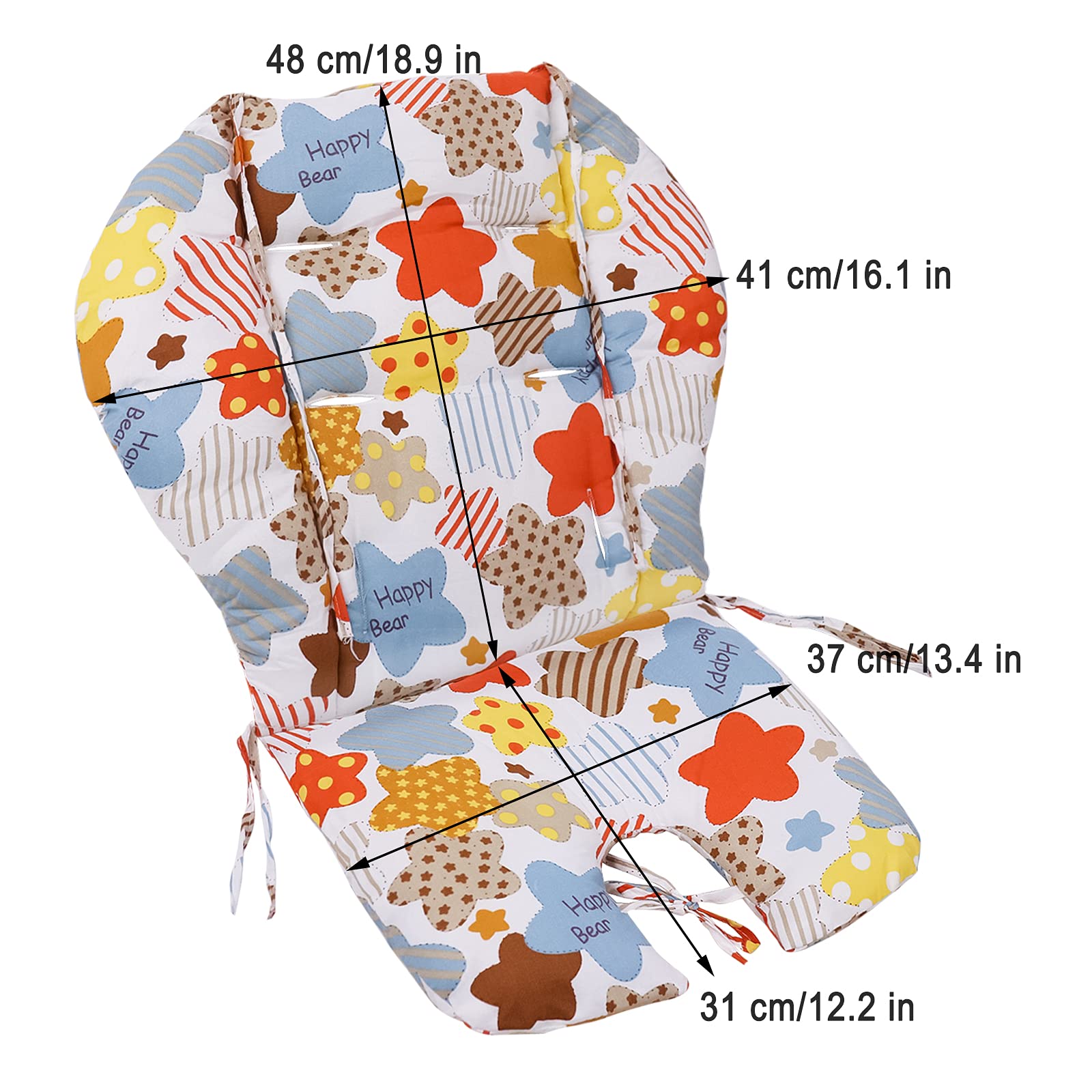 Lomgwumy High Chair Pad,high Chair Cover/seat Cushion, Light and Breathable, Soft and Comfortable, Cute Pattern, Suitable for Most High Chairs, Baby Dining Chairs (Color Stars Pattern)