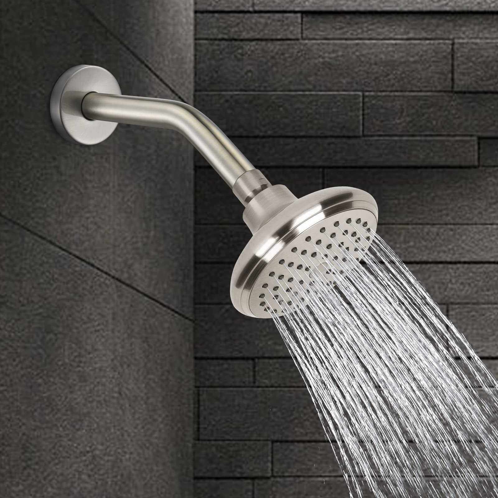 123815BN Replacement For Moen 8 Inches Anti-leakage Ceiling Wall Mounted Bend Accessories-Basic Shower Arm and Flanged,Made of Solid Brass,Brushed Nickel