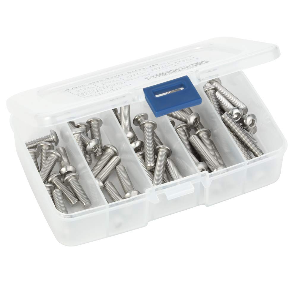 50 PCS Button Head Socket Cap Screws, M6 x 20mm, 25mm, 30mm, 35mm, 40mm, 304 Stainless Steel 18-8, Bright Finish, Fully Threaded
