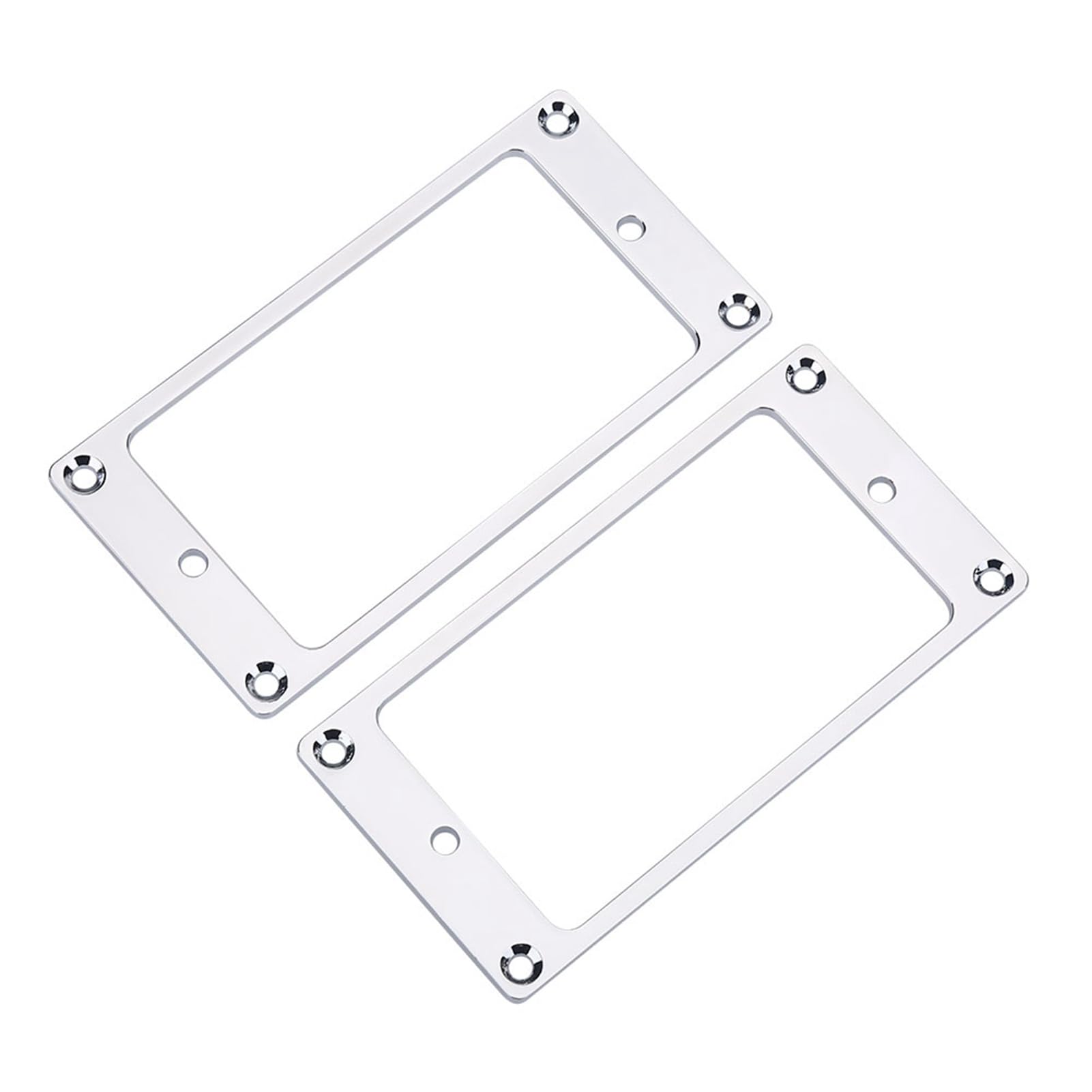 2 Pcs Metal Flat Humbucker Cover Guitar Pickup Frame Mounting Ring (Silver) Chrome Pickup Rings Humbucker Mounting Ring Chrome Guitar Pickup Rings