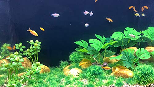 BEGONDIS Artificial Green Water Plants Flower Set 18 Pcs, Fish Tank Aquarium Decorations, Made of Soft Plastic
