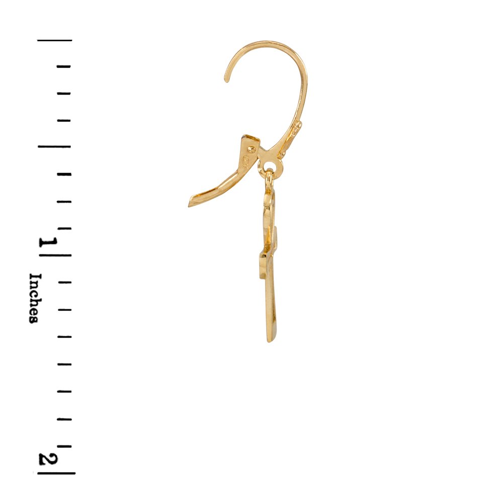 10k Yellow Gold Egyptian Ankh Cross Leverback Earrings