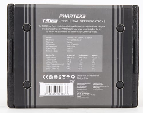 Phanteks (PH-F120T30_BG_3P) T30-120 Fan Triple-Pack, Premium high-Performance Fan, Excellent Sound Quality, 4-pin PWM, Multiple Fan RPM Modes, Black/Grey, 4.72 x 7.36 x 5.98 inches
