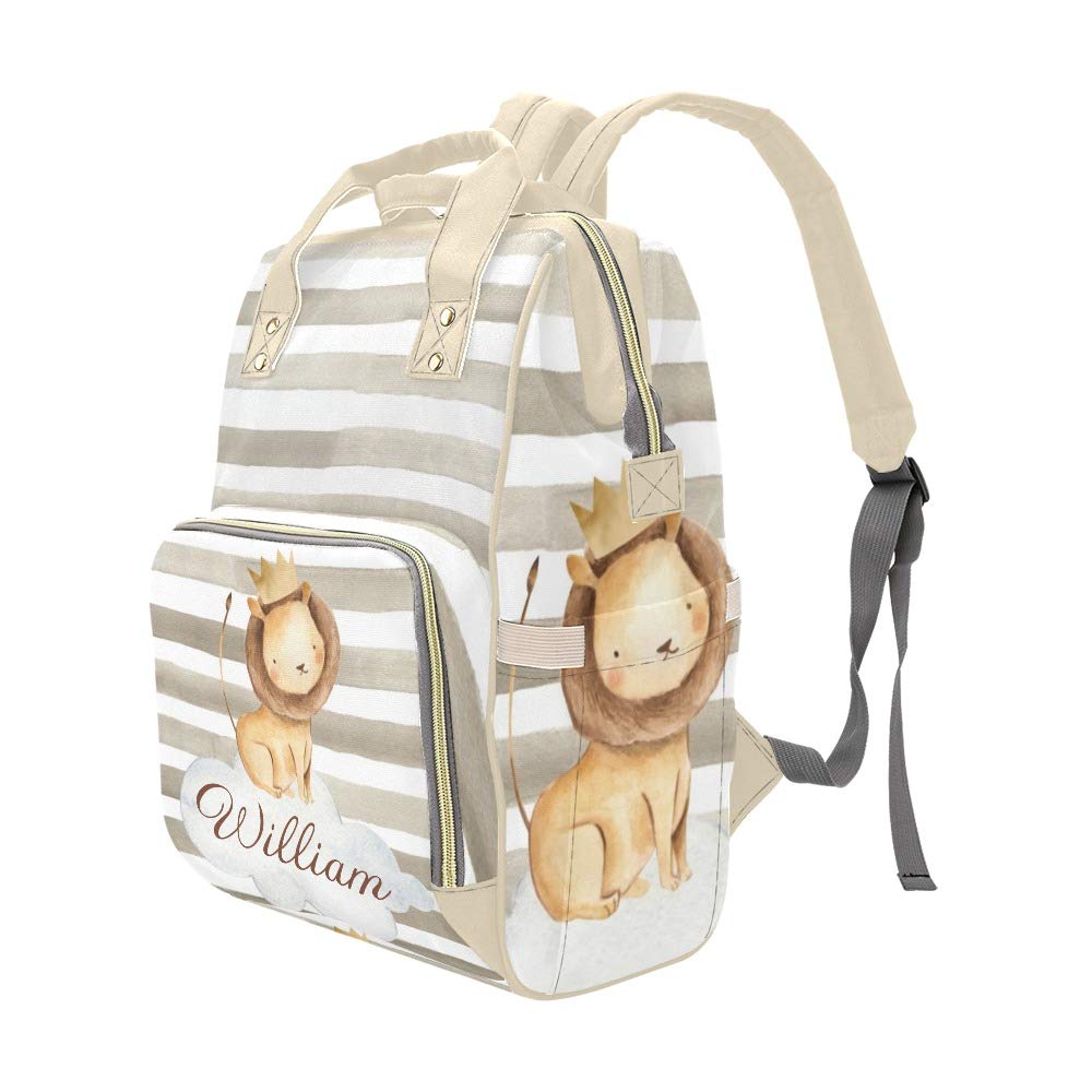 Personalized Lion Diaper Bag Backpack with Name Custom Mommy Nursing Baby Bags Nappy Bag Travel Daypack for Mom Gifts