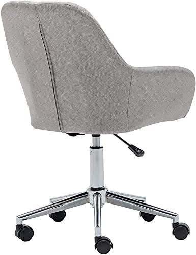BTEXPERT Arm Mid Back Home Computer, Office Task Wheels, Swivel Height Adjustable, Comfy Soft Desk Chair, (5174), Gray Fabric
