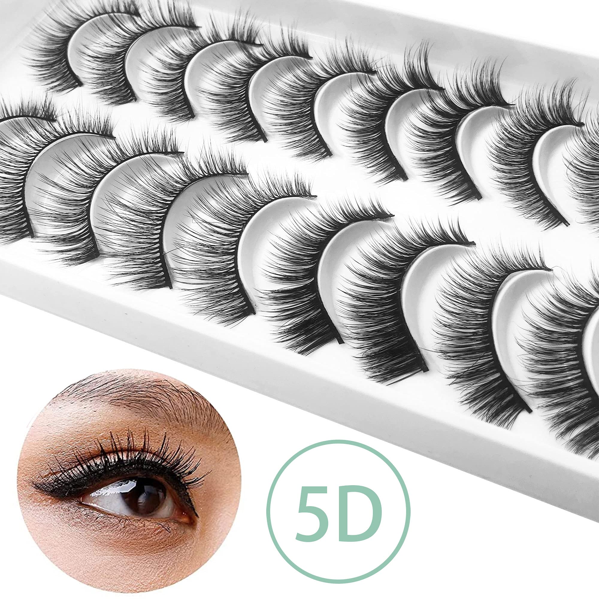 Mikiwi Lashes False Eyelashes 10-12mm Natural Fake Lash Fluffy Light Volume Faux Mink Lashes 10 Pairs Pack Eye lashes