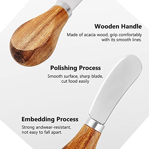 HyChill Cheese Knife Set 6-piece Cheese Knife with Acacia Wood Handle Stainless Steel Cheese Slicer Cheese Cutterā¦